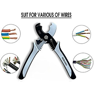 Wire Cutters Stripper, BOOSDEN 8 inch Cable Cutters, Awg Wire Cutters,Precision Wire Stripper,Heavy Duty Cable Cutters, Spring Cable Cutting Pliers for Aluminum Wire,Communications Cable Cutting