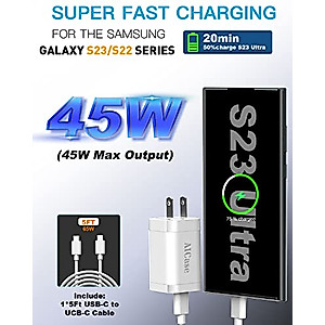 AICase 45W Super Fast USB-C Wall Charger,for Samsung Galaxy S22 Ultra,45 Watt Dual Type C Charging Block GaN Charger for Samsung S23/S22 Plus/S21/S20/Note 10/20/iPhone 14/iPad/MacBook