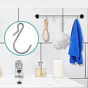 Qfeley Small S Hooks Stainless Steel, 100pcs S Shaped Metal Hooks Stainless Steel S Clip Hangers Connectors Christmas Ornaments Hanging Hooks for Christmas Wire Shelving Bathroom Office, 1.7”/4.3cm