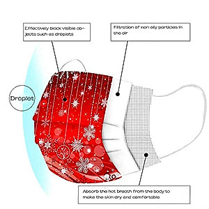 Kamendita 50 Pcs Disposable Adult's Face Bandanas 3-Ply Breathable with Christmas Parttern Outdoor Work Party Activities