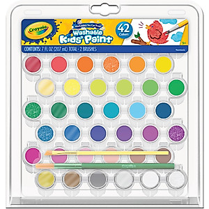 Crayola Kids Washable Paint Set, 42 Ct. Gift for Kids, Ages 3, 4, 5, 6, 7, Assorted
