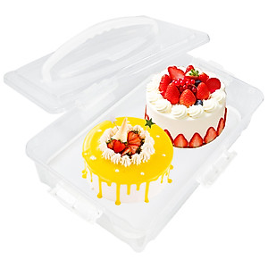DIIRPPR White Plastic Cupcake And Cake Carrier - Stackable Cupcake Holder, Dessert Carrier For Full Size 17.2"x10.2" Cake Pans Or 12-Count Cupcake Tray, Cupcake Carrier & Cake Box (One Tier)