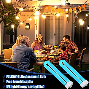 Kittmip Bug Zapper Replacement Bulbs U Type FUL15W BL with 4 Pin Base, U Shaped Twin Tube Bulb Fluorescent UV Lamp Tube 2 Count (Pack of 1)