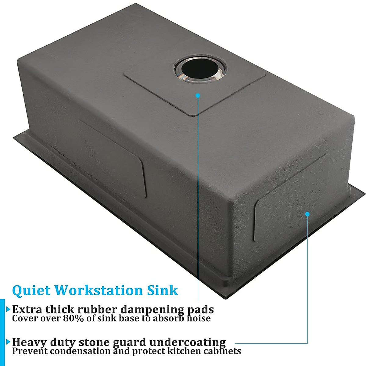 30 Inch Undermount Kitchen Sink Black Stainless Steel, BoomHoze 30 x 19 Inch Undermount Workstation Sink Single Bowl Commercial 16 Gauge Stainless Steel Black Kitchen Sink Deep Kitchen Sink