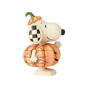 Enesco Peanuts by Jim Shore Halloween Collection Snoopy Dressed as a Pumpkin Miniature Figurine- Stone Resin Hand Crafted Painted Collectible Peanuts Snoopy Mini Figurines Home Decor Statue, 3.5 Inch