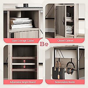 Bestier L Shaped Desk with File Cabinet Reversible Computer Desk 60'' Corner Desks Modern Long Desk 2 People Home Office Desk Study Workstation Table(Wash Grey)