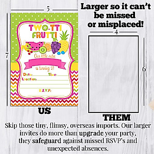 Tutti-Frutti Sweet and Juicy 2nd Birthday Party Invitations, 20 5x7 Fill In Cards with Twenty White Envelopes by AmandaCreation