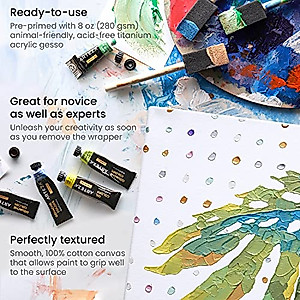 ARTEZA Stretched Canvas, 24 x 30 Inches, Pack of 6, Blank White Large Canvas Boards for Acrylic, Oil and Gouache Painting