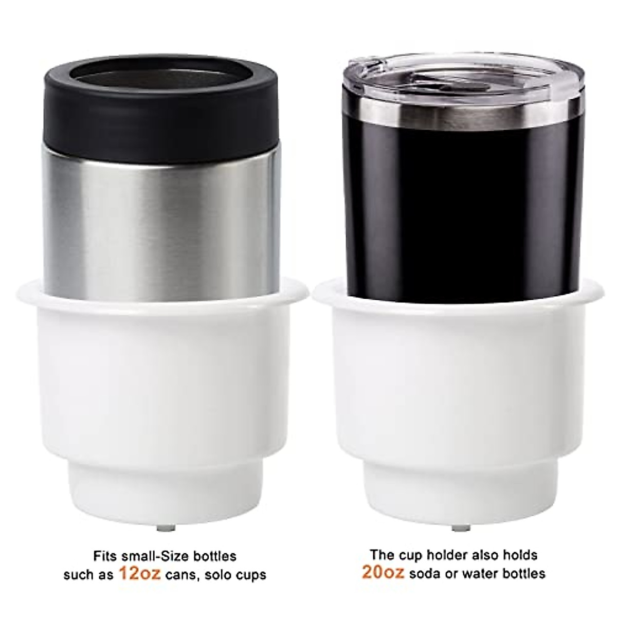 Amarine Made 4Pcs Recessed Drop in Plastic Cup Drink Can Holder with Drain for Boat Car Marine Rv (White)
