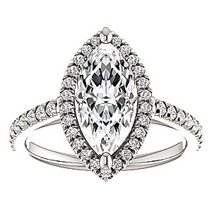 Mois 3 CT Marquise Cut Colorless Moissanite Engagement Ring Wedding/Bridal Ring Set, Diamond Ring, Anniversary Solitaire Halo Accented Promise Vintage Antique Gold Silver Ring Perfact for Gift (7)