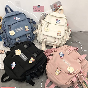 Eagerrich Cute Mini Backpack with Cute Pin Accessories Plush Pendant School Backpack Cute Mini Aesthetic Backpack for School