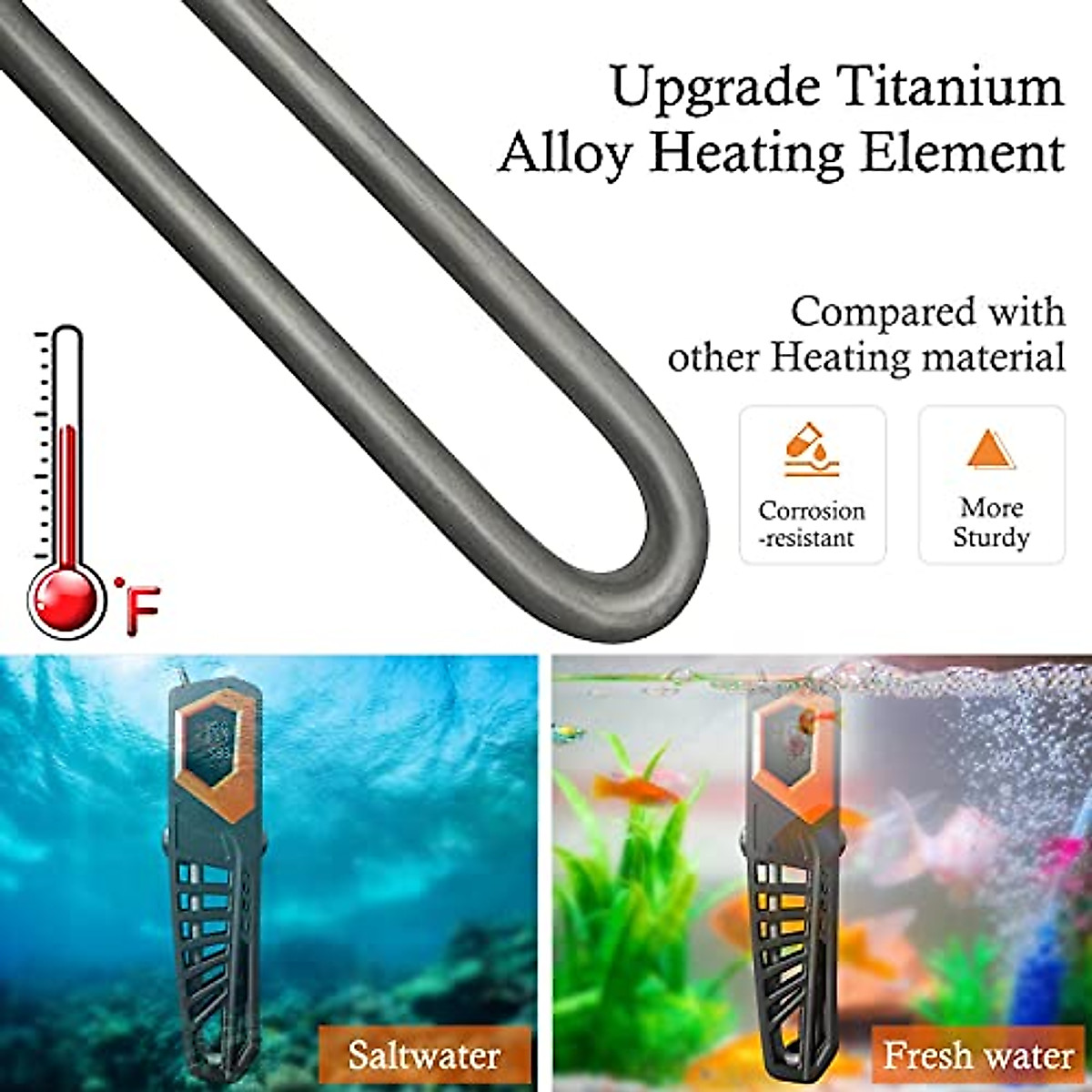 HITOP 600W Titanium Aquarium Heater - Digital Fish Heater with LED Temp Display and External Controller, for Large Fish Tank 75~180Gallon