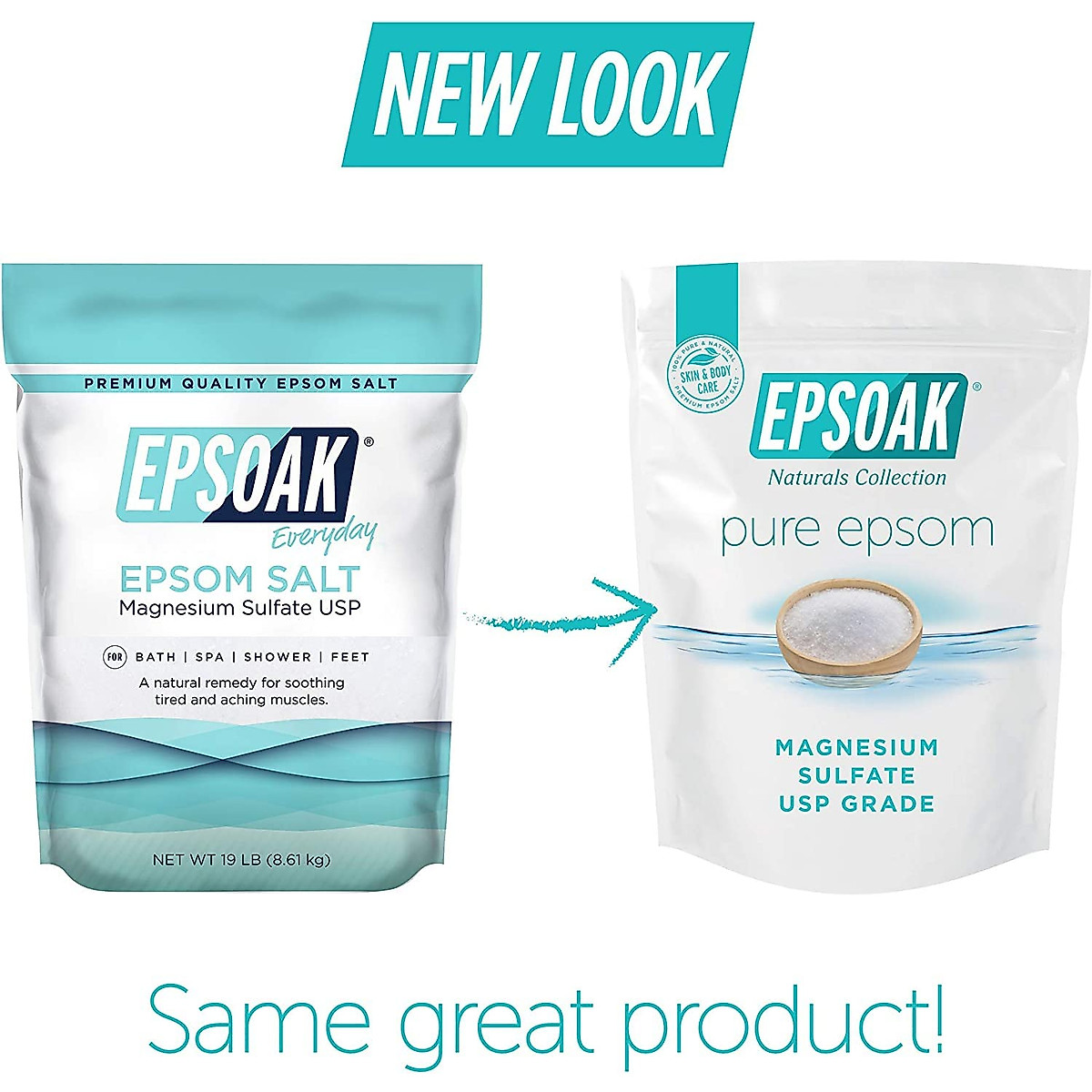 Epsoak Epsom Salt 10 lb. Magnesium Sulfate USP. (Qty. 1 x 10lb. Bags) Resealable Epsom Salt Bulk Bags Unscented, Made in The USA, Cruelty-Free Certified