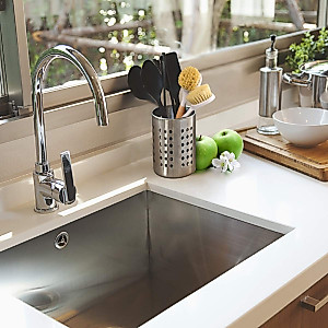 Utensil Holder for Countertop, ENLOY Stainless Steel Rust Proof Kitchen Utensils Holder Organizer for Forks, Spoons, Knives, Kitchenware, Dishwasher Safe, Set of 2