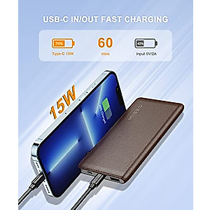 Portable Charger Built in Cable 10000mAh Power Bank Slim External Phone Charger Lightweight Battery Backup Charger Cell Phone Battery Pack Fast Portable Power Pack Compatible with iPhone, Android