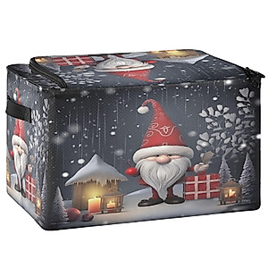 Qilmy Foldable Storage Boxes Santa Claus Large Double Opening Storage Bins with Zipper,Closet Organizers and Storage Cube Basket for Home, Office, Bedroom 559