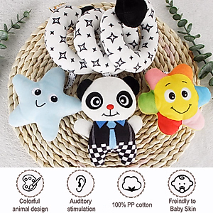 AIPINQI Spiral Stroller Toys, Infants Spiral Activity Toys Comfortable Pram Crib Plush Toy for Boys Girls Spiral Hanging Toys for Car Seat, Panda