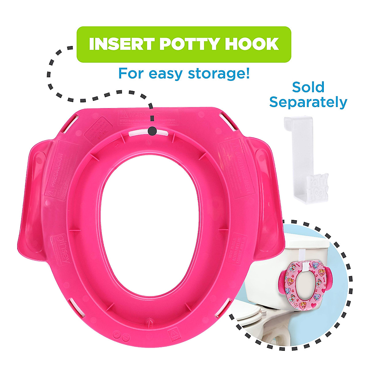 Nickelodeon Paw Patrol "Skye and Everest" Soft Potty Seat for Toilet Training Kids, Pink, Standard