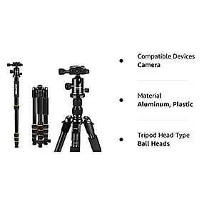 ZOMEi Camera Tripod 62" Light Weight DSLR Tripod with Ball Head Quick Release Plate and Carrying Case (Aluminum Tripod)