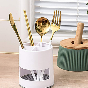 DOITOOL Kitchen Utensils Flatware Caddy Holder Plastic Storage Organizer Wall Mount Kitchen Caddy Bin for Silverware Forks Spoons Chopsticks White Kitchen Utensils Holder