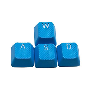 Tai-Hao Rubber Gaming Backlit Keycaps Set - 8 Keys Rubberized DoubleShot Key Caps for Cherry MX Mechanical Keyboards Compatible OEM Include Key Puller (Blue-8 Keys)