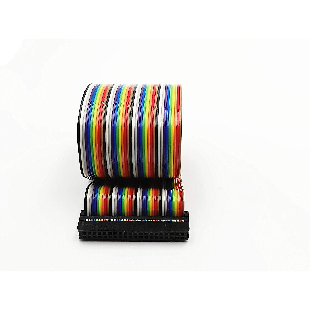 BUUSHI 2.54mm Pitch 40 Pin 40 Way F/F Connector IDC Flat Rainbow Ribbon Cable 1.7ft