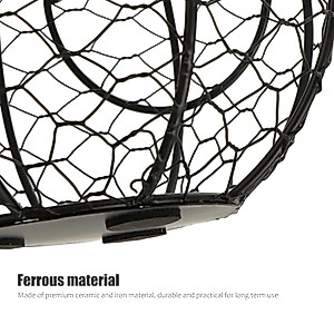 Kichvoe 1pc Egg Basket Chicken Egg Holder Basket Egg Holder Countertop Egg Storage Wire Food Snack Basket Round Chicken Egg Wicker Storage Basket Iron Basket Cover Ceramic Desk White Fruit