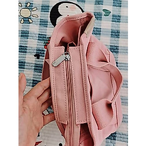 Canvas Tote Bag Women Small Mini Tote Bag Zipper Satchel Crossbody Shoulder Handbags Purse Pink