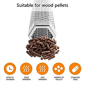 Cnuben smoke tube for pellet smoker 12'' Stainless Steel smoker tube 5 Hours of cold smoker tube with Y-Ventilation Design