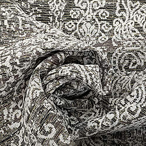 Well Woven Antu Black Vintage Distressed Damask Area Rug (5'3" x 7'3")