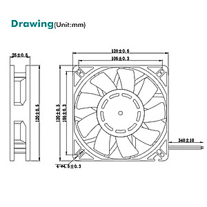 Wathai 120mm x 25mm 12V High Pressure CFM Fan Dual Ball High Speed DC Brushless Cooling Fan