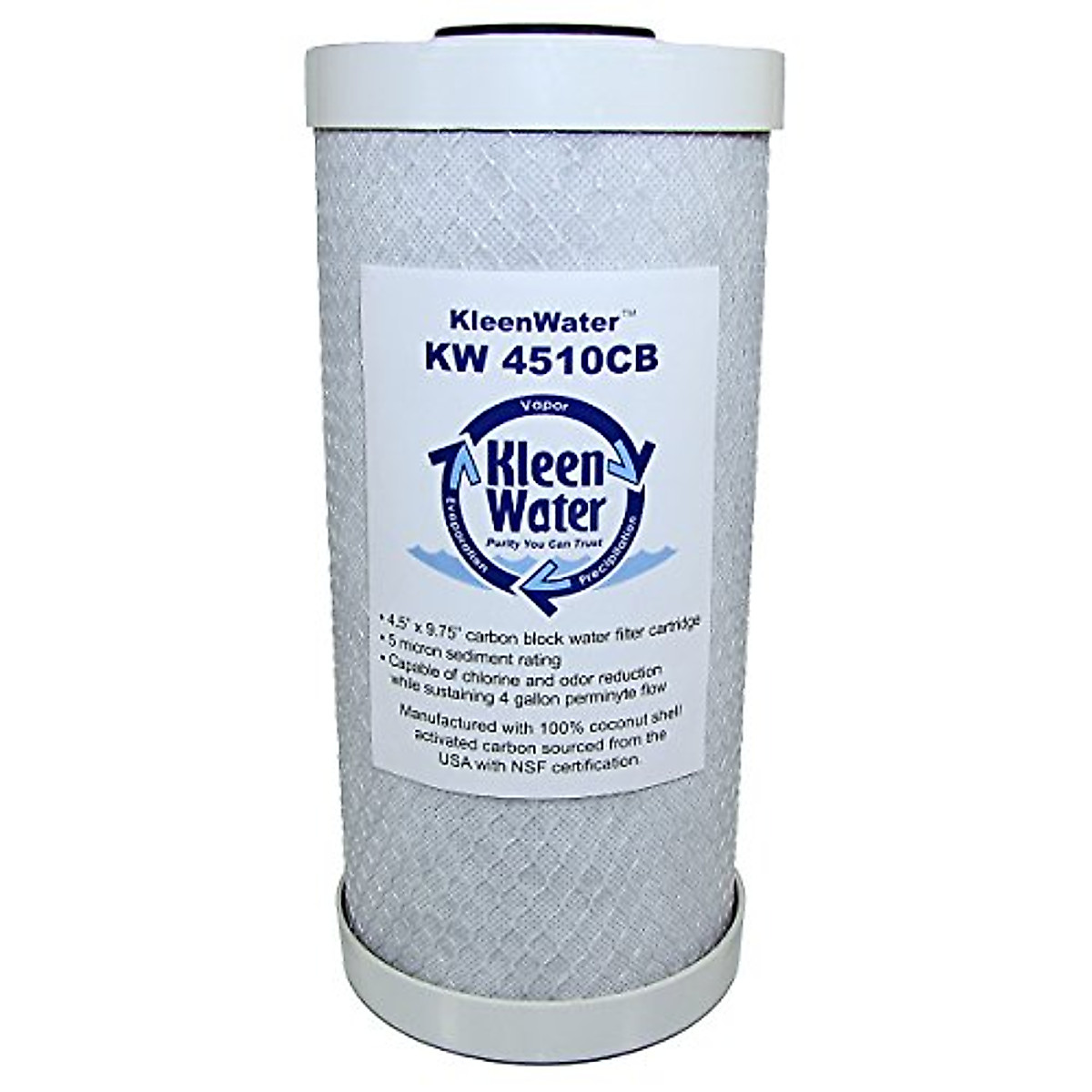 Carbon Filter, KleenWater KW4510CB Carbon Block Water Filter Cartridge, Compatible with 32-425-125-975, RFC-BB, WHEF-WHHPCBB, CBC-BB and EP-BB, Includes Replacement O-ring (1)