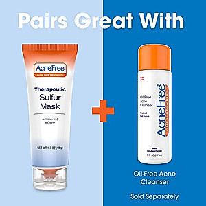 Acne Free Clearing Sulfur Mask Absorbs Excess Oil & Unclogs Pores with Vitamin C and Bentonite Clay, 1.7 Oz