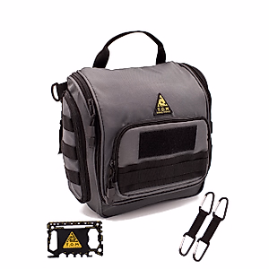 T.O.M HORIZONS Tactical Toiletry Bag for Men. Extra Large, Water Resistant, Heavy Duty, Hanging, Multiple compartments and Storage Options, Dopp Kit for Toiletry Accessories