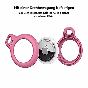 Belkin AirTag Case with Key Ring, Secure Holder Protective Cover Pink, 1 Pack & AirTag Case with Key Ring, Secure Holder Protective Cover for Air Tag with Scratch Resistance Accessory (2 Pack) - Blue