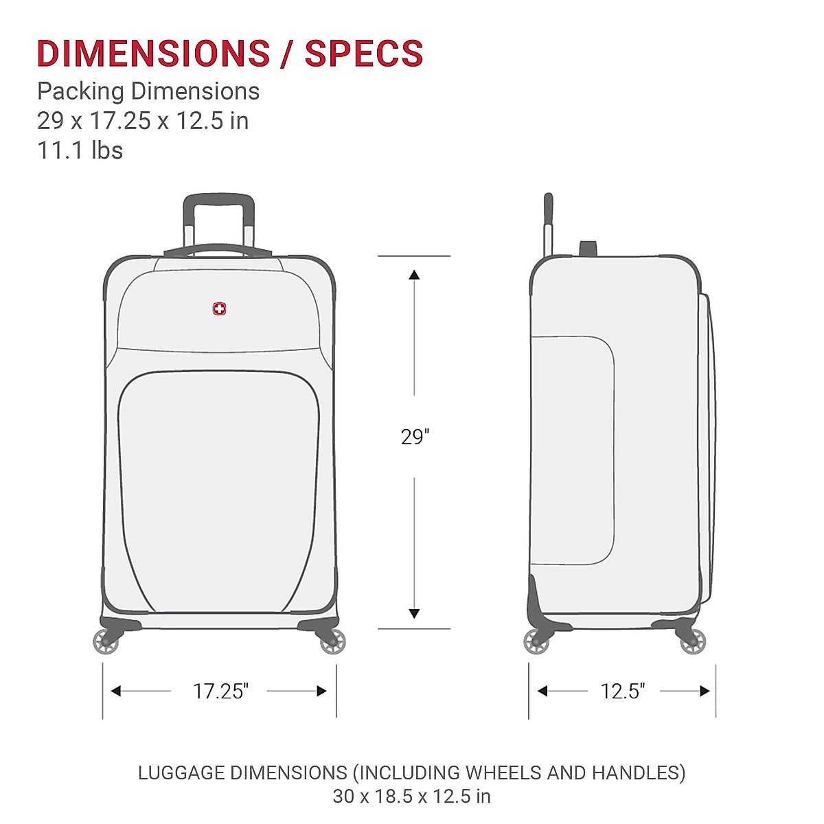 SwissGear Sion Softside Expandable Roller Luggage, Dark Grey, Checked-Large 29-Inch