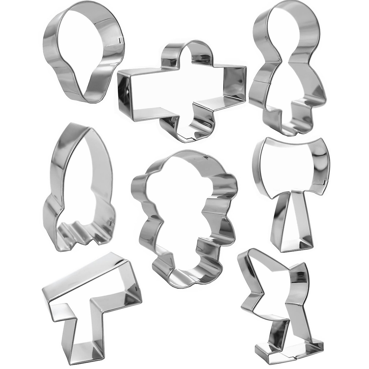 Space Alien Series Cookie Cutter Set of 8 pcs, Stainless Steel UFO Fondant Cutters Set Pastry Biscuit Baking Clay DIY Molds for Kids