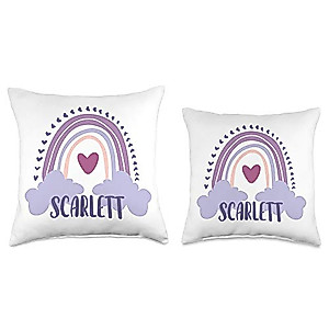 Cute Rainbow Name Designs Scarlett Personalized Custom Name Rainbow Cute Colorful Throw Pillow, 16x16, Multicolor