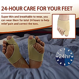 Bunion Pain Relief, Bunion Socks Hallux Valgus Corrector for Women and Men-Big Toe Straightener for Hammer Toes Big Toe Joint Orthotic Bunion Splint Brace (Beige, 1 Pairs) (Beige, 1 Pairs)