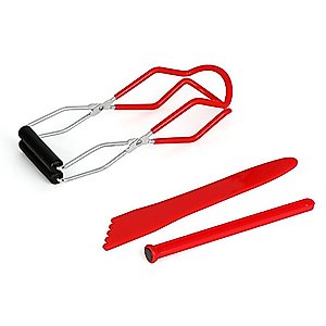 Aifeier ET Canning Tools Kit includes 1pcs Bubble Popper Bubble Remover, 1pcs Jar Lid Lifter Magnetic Lid Lifter and 1pcs Stainless Steel Canning Tongs (Red)
