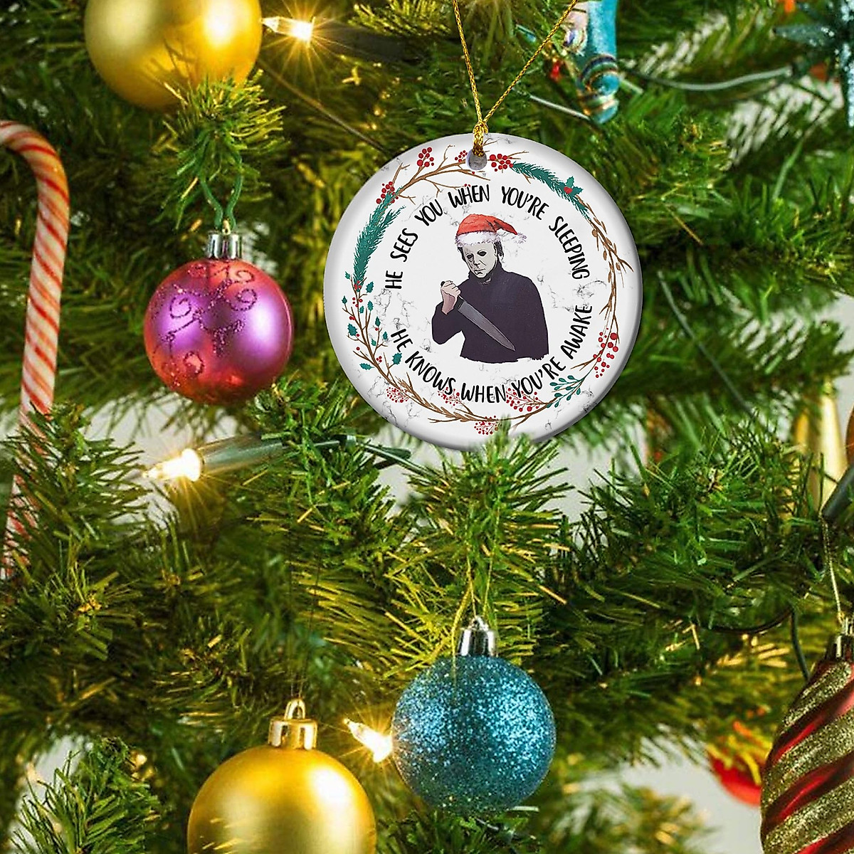 YANBI Halloween Ornament - Horror Themed Ceramic Ornament for Christmas, Halloween Decorations