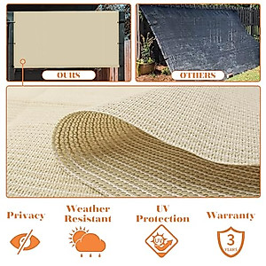 AwnPro 9' x 12' Beige Outdoor Pergola Shade Cover Canopy for Patio Deck Porch Backyard Gazebo Replacement Shade Cover with Spaced Grommets Weighted Rods