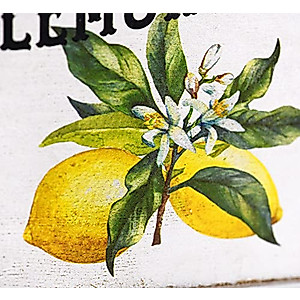 6 Inches Square Distressed White Wooden Lemon Box Sign (Fresh lemonade - yellow)