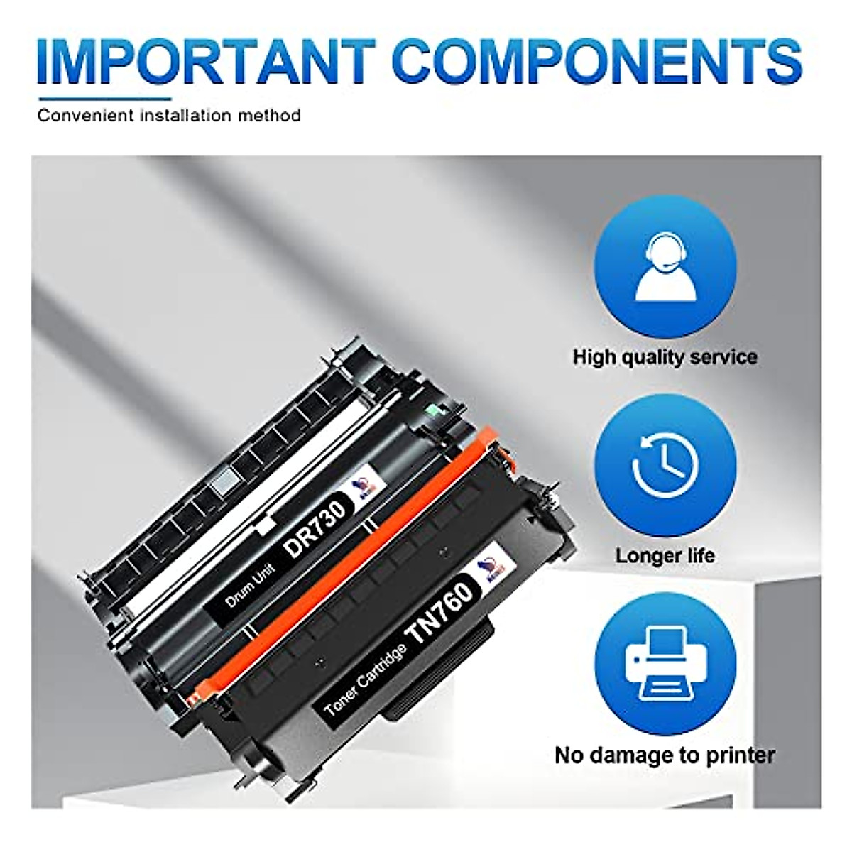 MOLIMER Compatible TN-760 TN760 TN 760 Toner and DR730 DR 730 DR-730 Drum Unit for Brother DCP-L2550DW MFC-L2710DW L2750DW L2750DWXL HL-L2350DW L2395DW Printer (1 Pack Toner, 1 Pack Drum)
