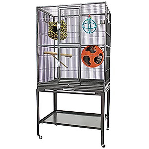 Brisbane Cage (Black) - Large Spacious Durable Metal Cage - for Sugar Gliders, Chinchillas, Squirrels, Ferrets & Other Small Pets