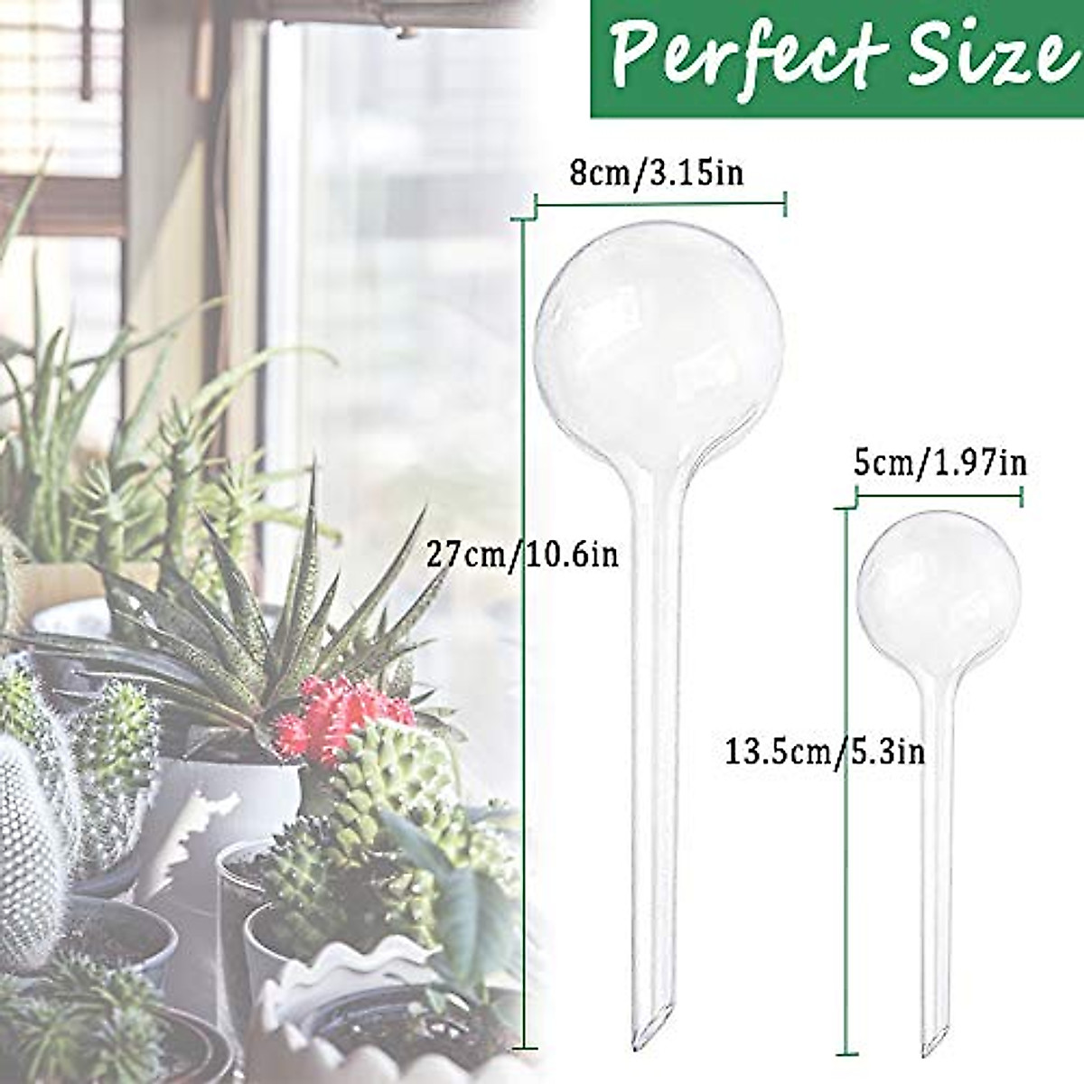 Jnynhha 6PCS Clear Plant Watering Bulbs,Automatic Watering Globes,Plastic Self Watering Bulbs Ball for Plant,Garden,Indoor Outdoor Decoration