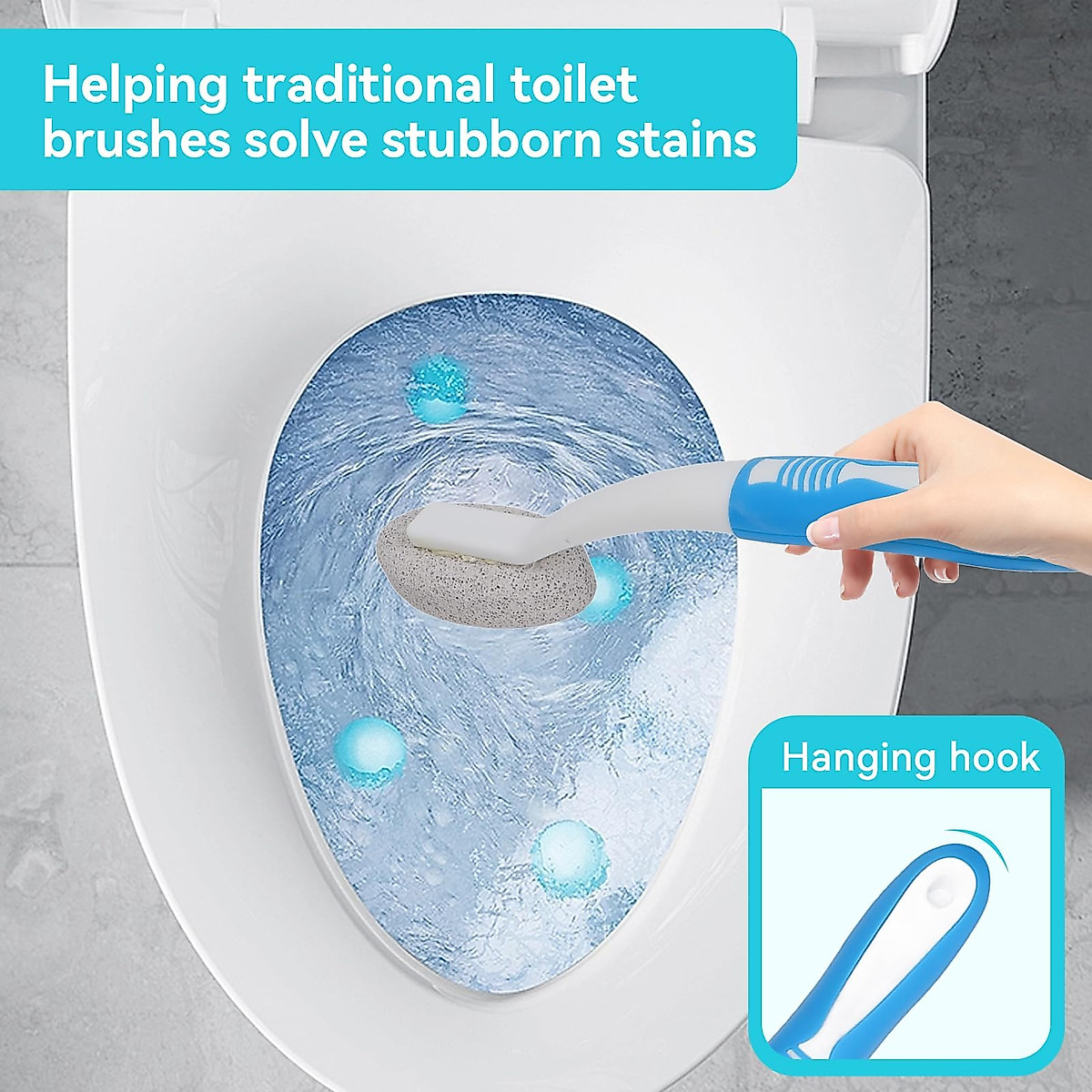 1PCS Toilet Cleaning Pumice Stone, Stains Hard Water Ring Remover Bathroom Cleaning Brushes Toilet Pumice Stone with Handle for Toilets, Bathtubs, Pool(1pcs)