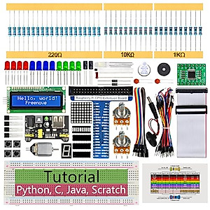Freenove Super Starter Kit for Raspberry Pi 5 4 B 3 B+ 400 Zero 2 W, 682-Page Detailed Tutorial, Python C Java Scratch Processing Code, 164 Items, 88 Projects (Raspberry Pi NOT Included)