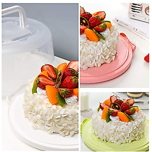 Cake Carrier with Handle, Cake Holder with Cover Lid, Round Cupcake Container Saver Transporter for Pies Cookies Nuts Fruit Storage, 10 Inch (White)