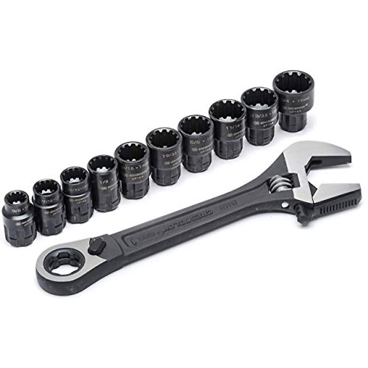 Crescent 11 Pc. Pass-Thru™ X6™ Black Oxide Adjustable Wrench and Spline Socket Set - CPTAW8
